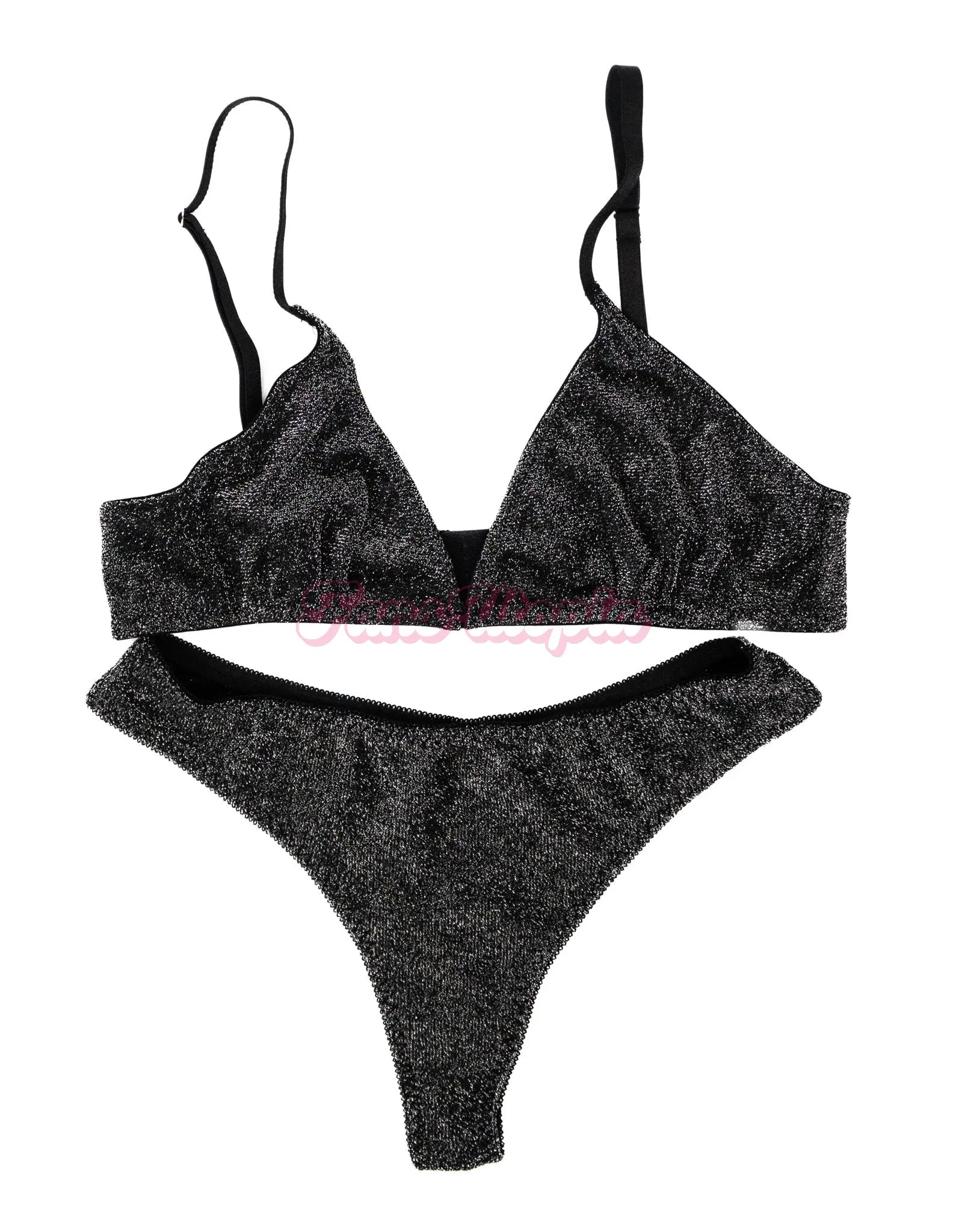 Tru Kait Black Silver Glitter Bra & Panty Set - FANS UTOPIA – SNACK LA